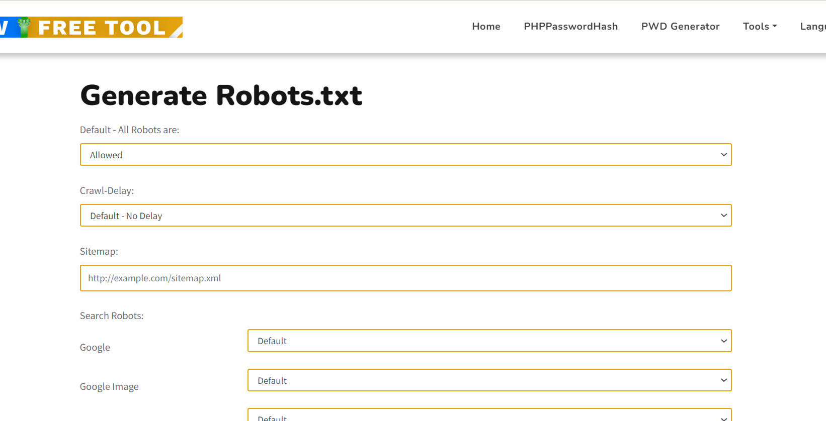NewFreeTool - Robots.txt Generator NewFreeTool - Robots.txt Generator